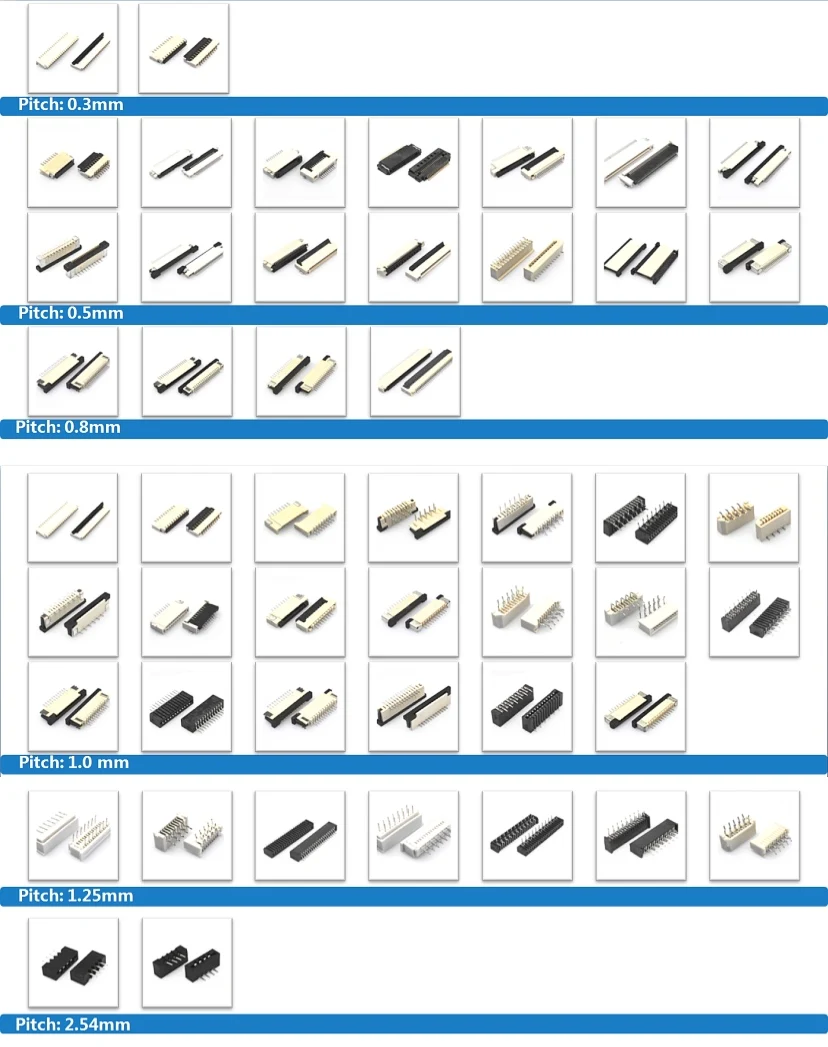 0.3mm Pitch Surface Mount FFC to Board Connector Front Back Flip Flip ...