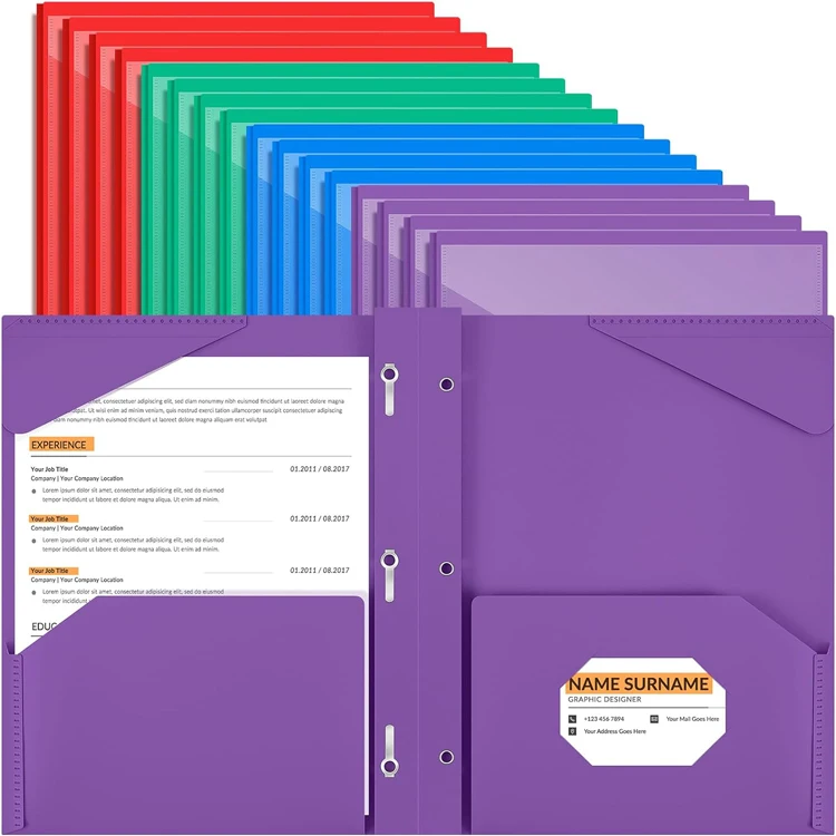Heavy Duty Plastic Folders With Clear Front Pocket 2 Pocket 3 Hole 3 ...