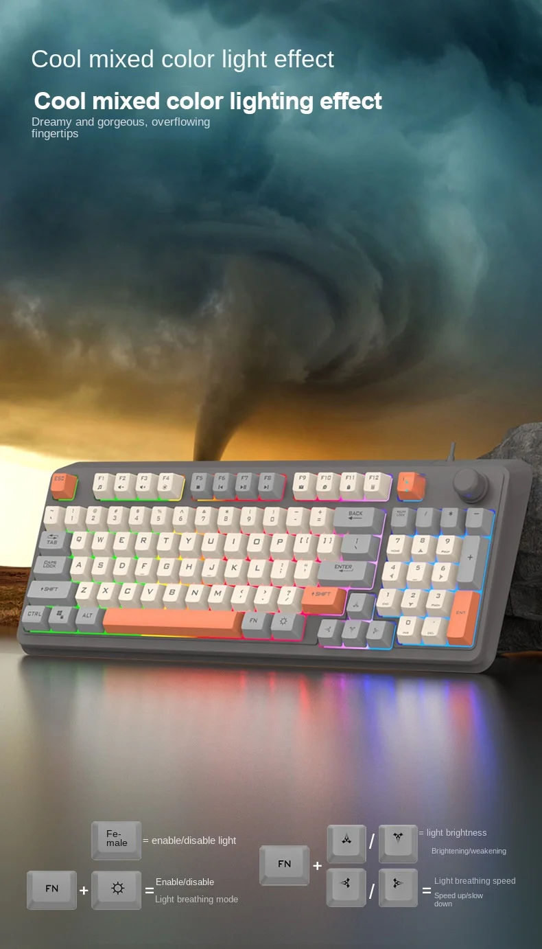 94 Keys Wired Multicolor Keyboards Gaming Keyboards Color Lights ...