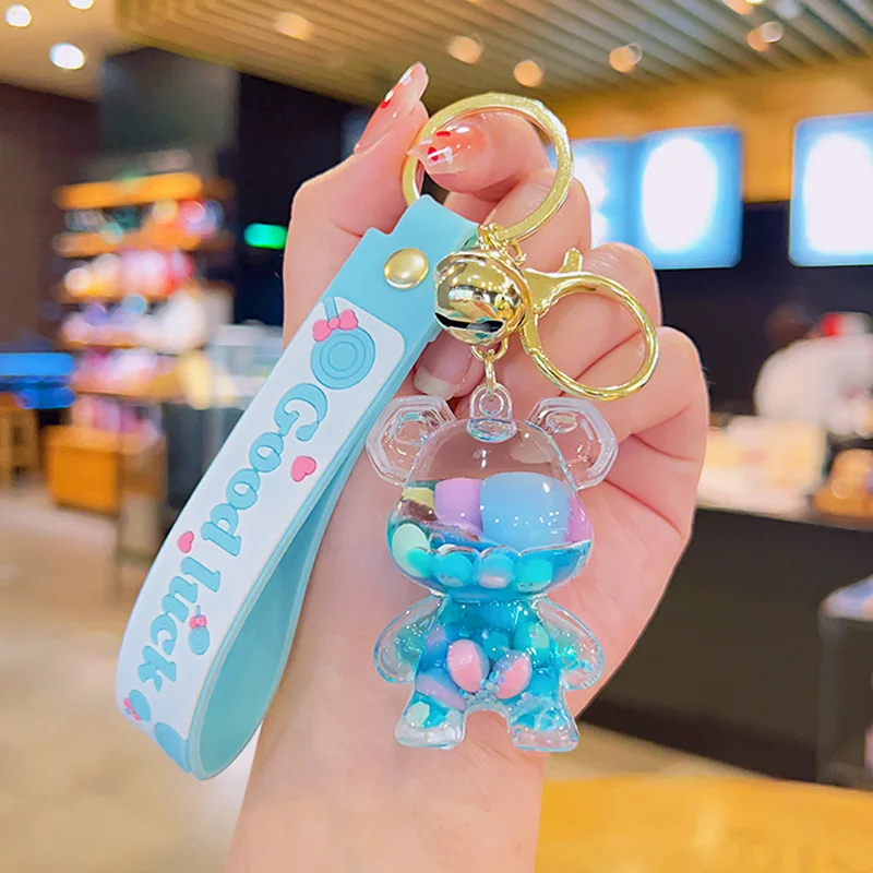 Kawaii Cute Violent Bear Shape Boba Transparent Acrylic Keychains