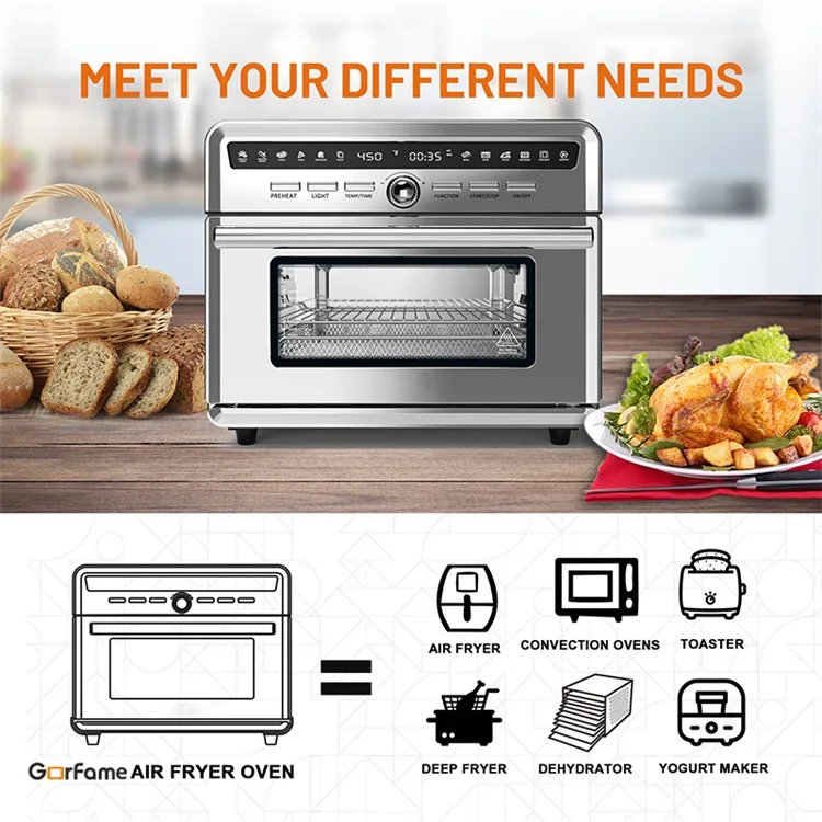 1800W 4-Layer 25L Electric Air Fryer Oven 10 Pre-Set & 4 Basic ...