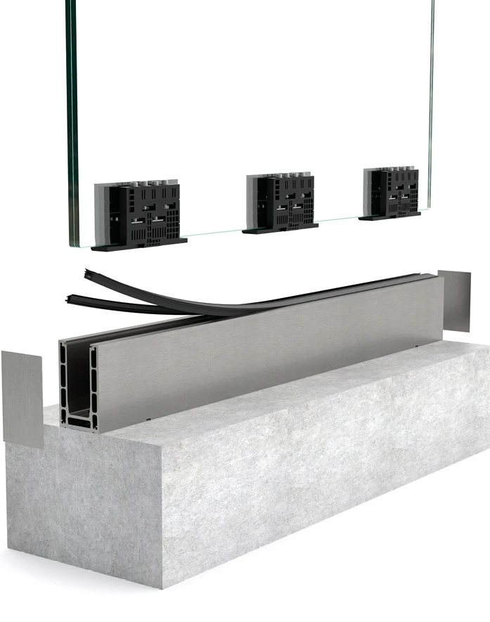 Aluminum Profile U Channel Base Railing Frameless Glass Railing for ...
