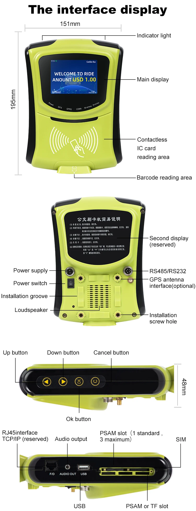 Factory Gprs 4g Bus Pos Terminal Wireless Wifi Pos Sim Card Mobile ...