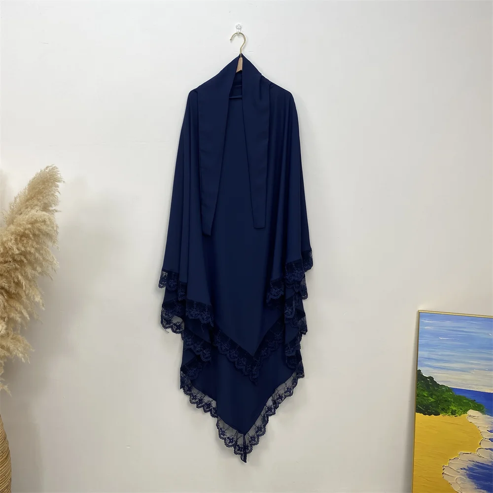 2306# Eid Simple But Luxurious Long Hijab Khimars With Premium Lace ...