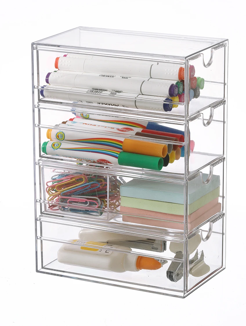 Transparent Stackable Plastic Storage Drawers Bathroom Makeup Storage ...