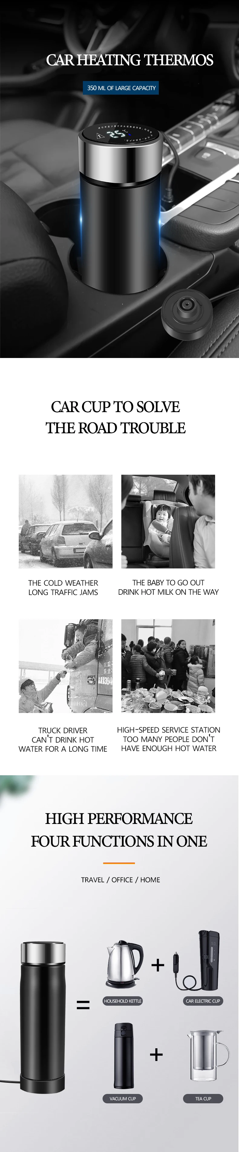 Smart Car Heating Cup - 12v 304 Stainless Steel Thermos