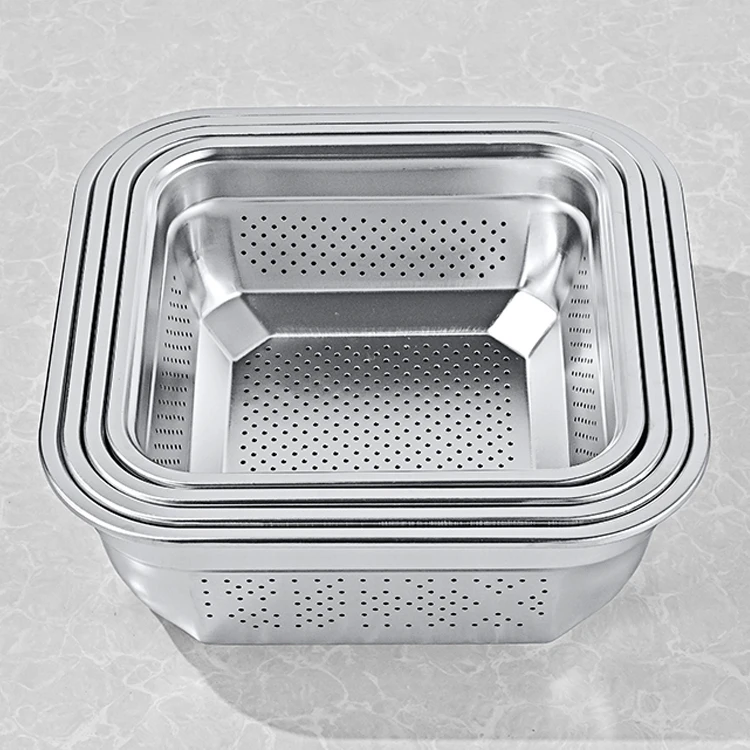 Stainless Steel Vegetable Wash Basin & Colander Strainer