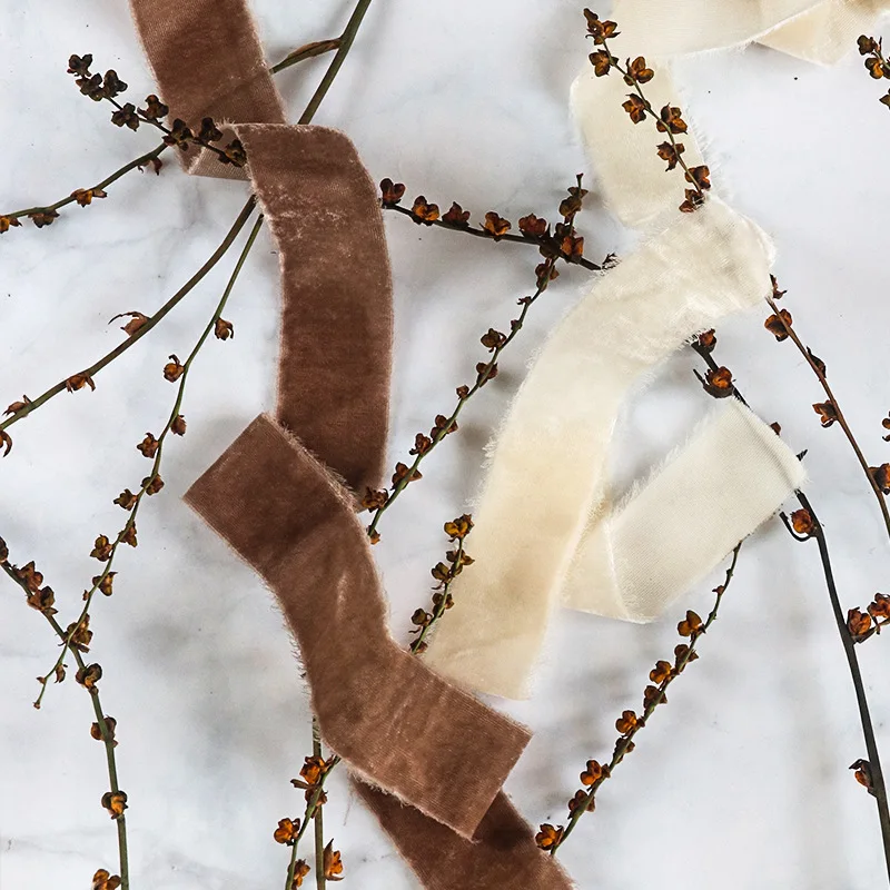 Hotsale Handmade Rough Edge Velvet Ribbon - Frayed Raw Silk