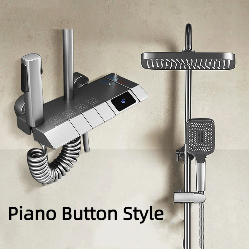 Luxury Piano Key Rainfall Shower Head with Handheld Spray, Adjustable ...