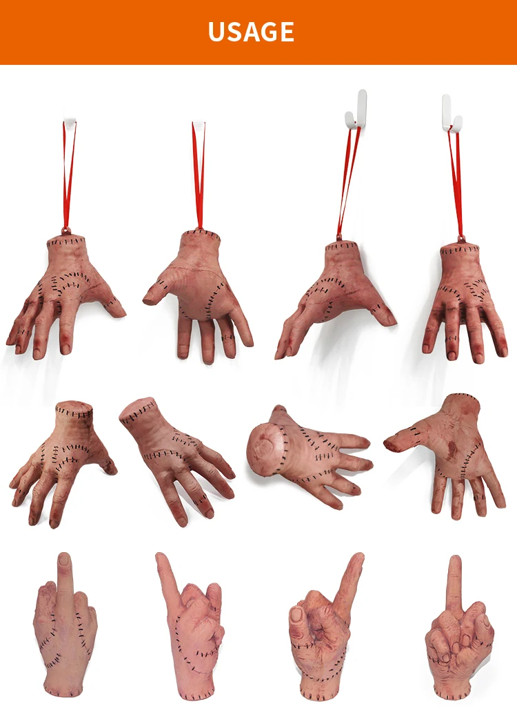 Halloween Wednesday Addams Thing Latex Hand Family Ornament Figurine ...