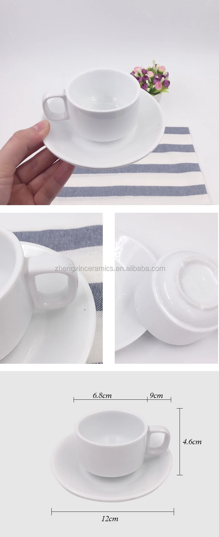 Custom Modern Design Plain White Ceramic Espresso Coffee Tea Cup Saucer ...