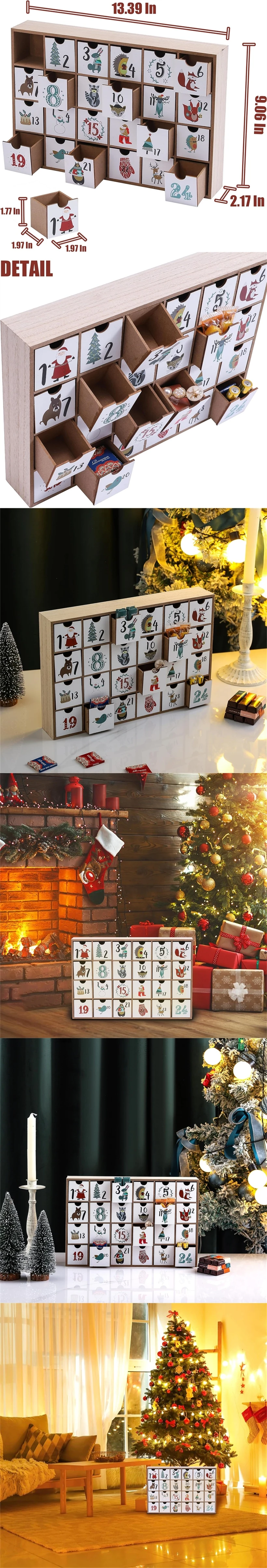 Wooden Advent Calendar With 24 Drawers Advent Calendar Box Reusable ...