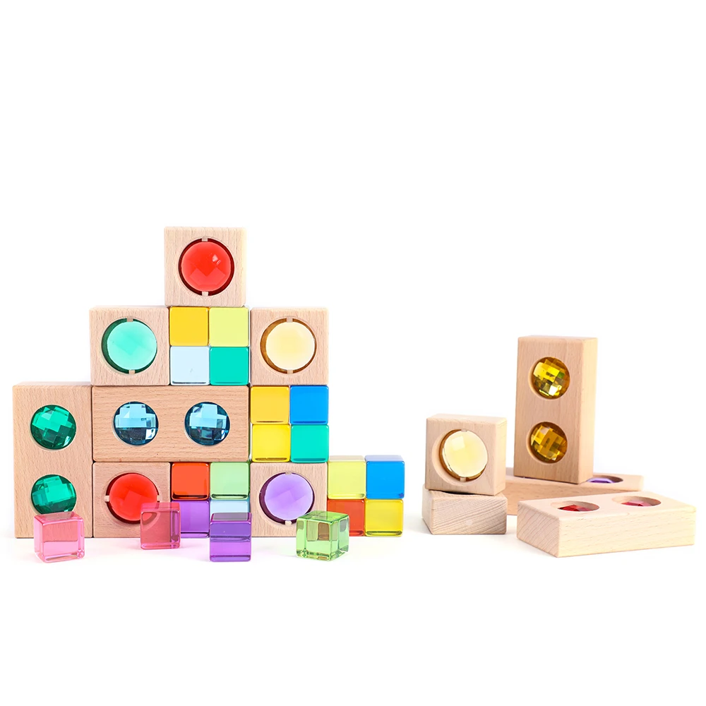 Montessori Learning Toy Rainbow Lucite Rainbow Stacking Blocks Acrylic ...