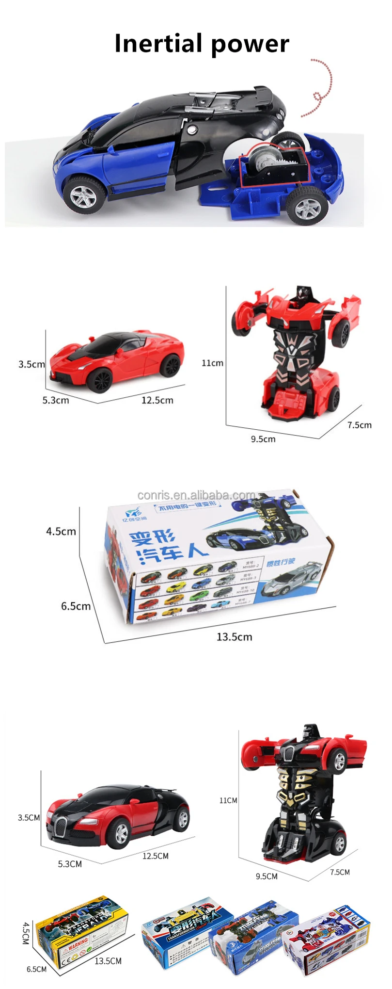 Kids Children Plastic Diecast Cars - Transform into Robots