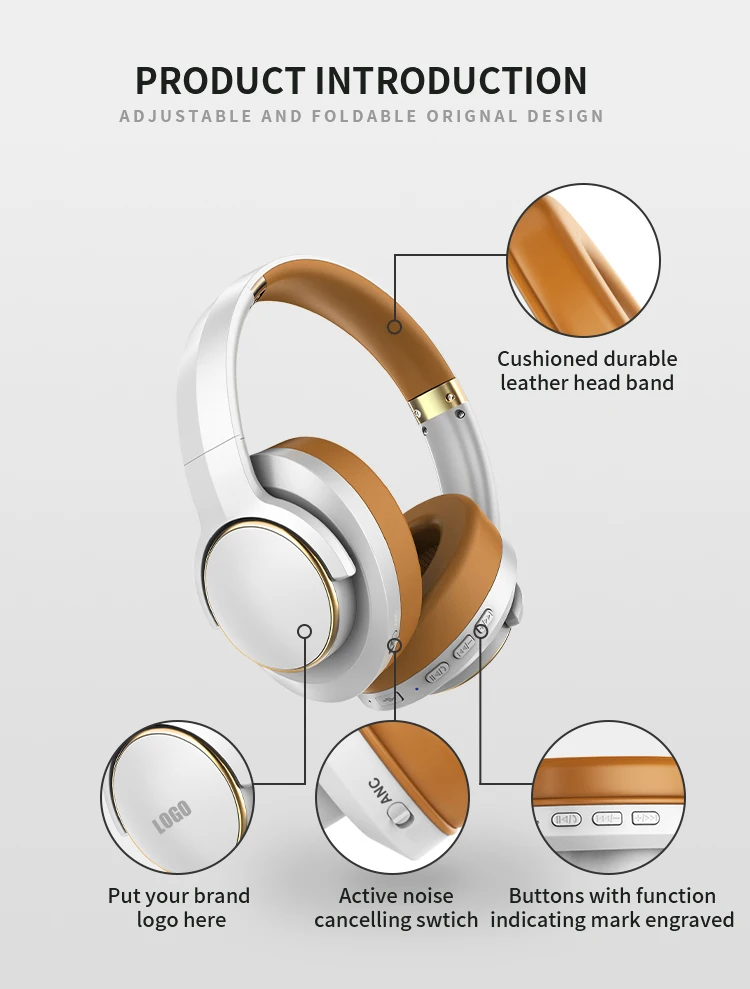 Custom Made Logo Customise Casque ANC Earphone - Bluetooth Headphones