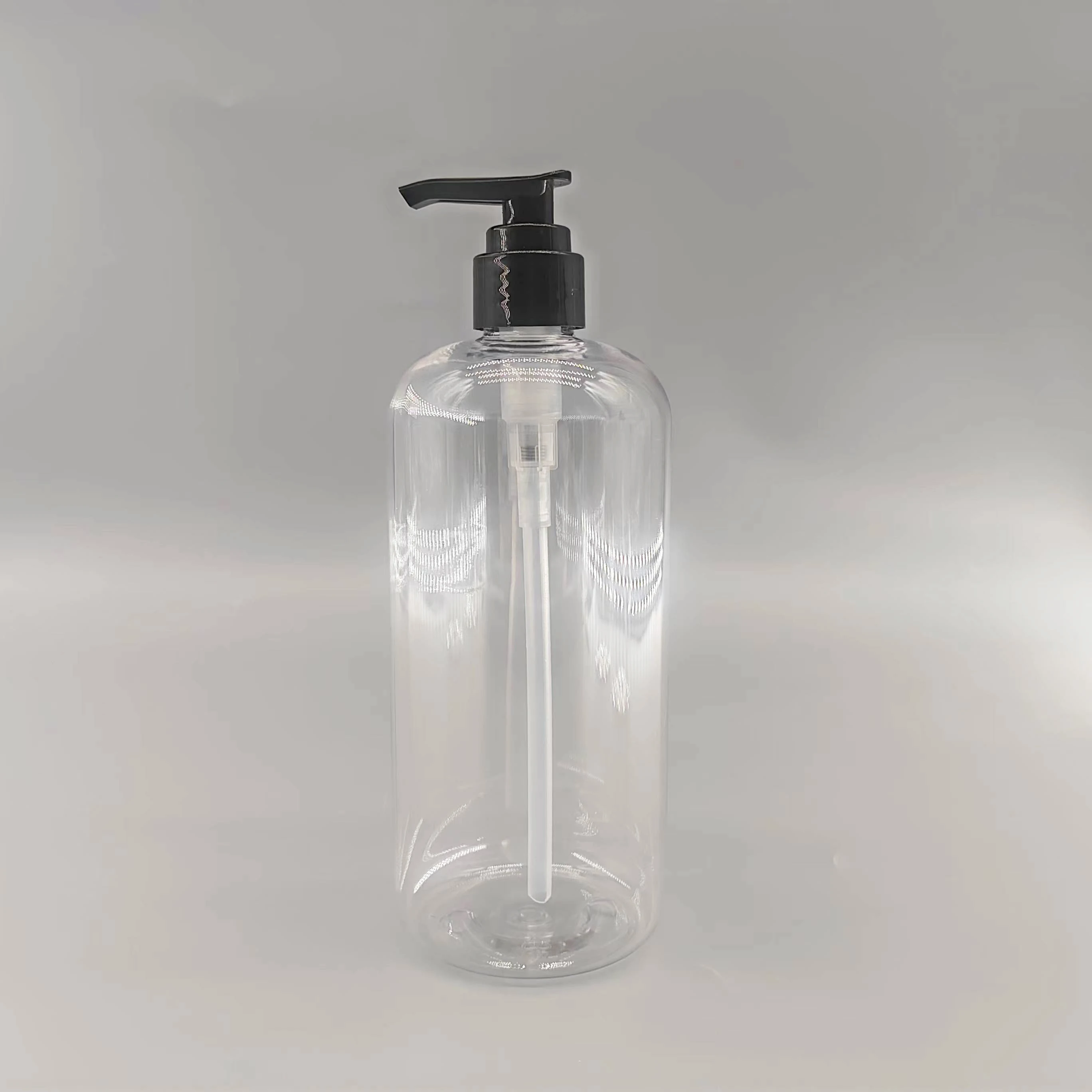 Wholesale Custom Boston Round Pump Bottle Black Amber PET with Black ...