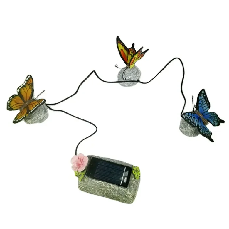 Hand-painted Pretty Solar Powered Butterfly Figurines Garden Decoration ...