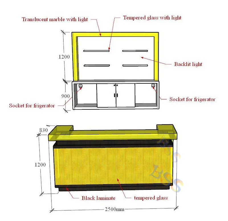 Modern Home Bar Counter - U Shape LED Onyx Marble