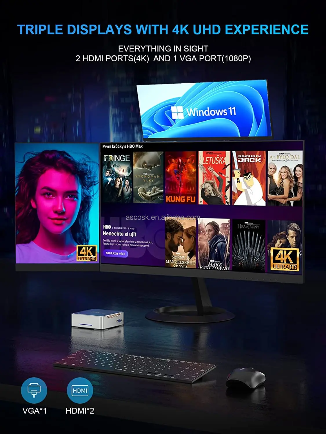 OEM GK3 Plus N95 Mini PC Computer Triple Display SSD M.2 2280 2TB 8GB ...