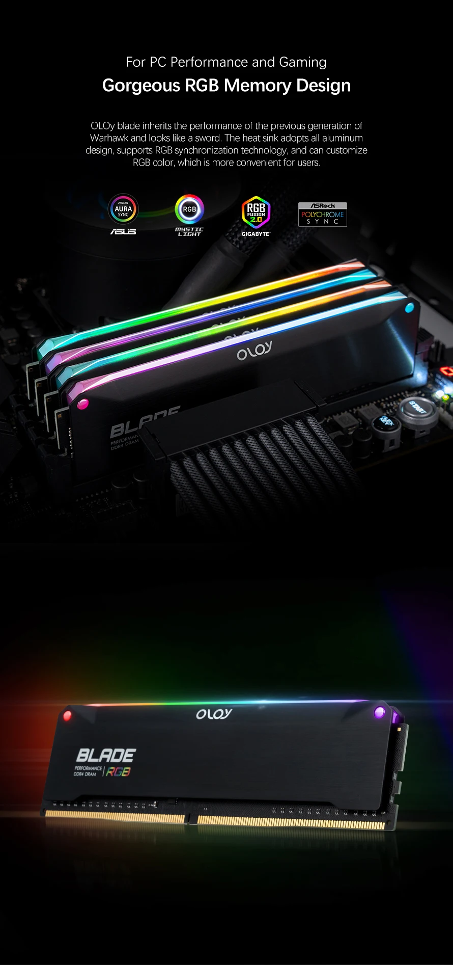 Oloy Blade Rgb 16gb(2x8gb) Memory Ram Ddr4 3200mhz 3600mhz 4000mhz ...