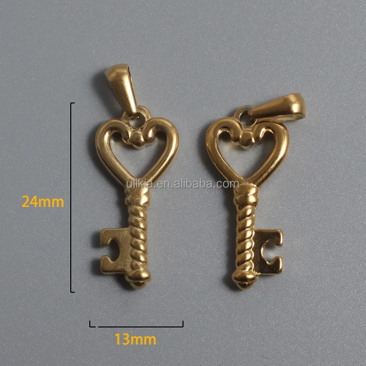 Stainless Steel Vintage Key Shape Charm Pendant For Diy Jewelry Making ...