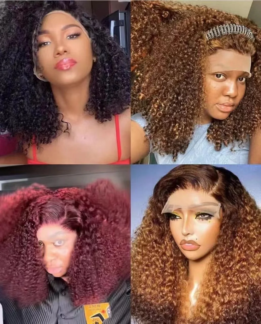 12A Super Double Drawn 13X4 Kinky Pixie Curly Lace Frontal Wig Black ...