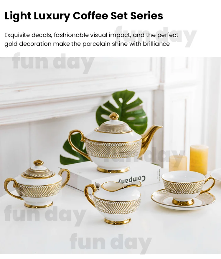 European Court Style Ceramic Tea Set With Tray British Afternoon Tea Set Coffee Cup Home Teapot ...
