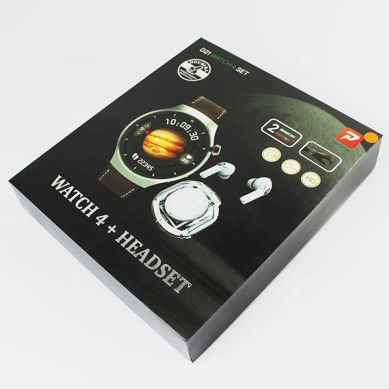 D21 Watch 4 Set TWS Earbuds 2 in 1 Men Fitness Waterproof Smartwatch ...
