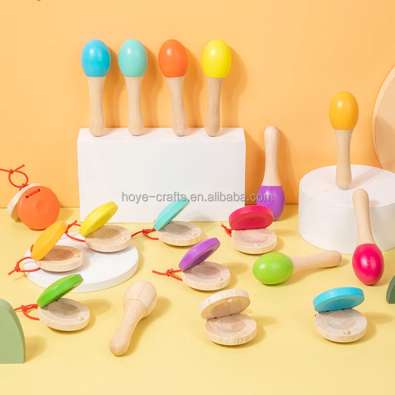 Baby Music Instrument Toy Wooden Maracas Castanets Toy Educational ...