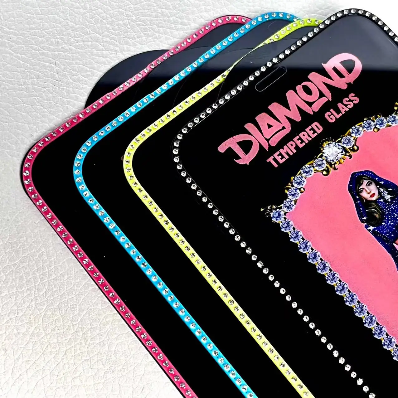 18D Airbag Diamond Screen Protector Luminous Tempered Glass for iphone ...