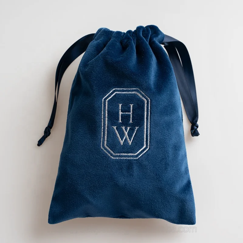 Customized Embroidery Logo Luxury Velvet Gift Pouches