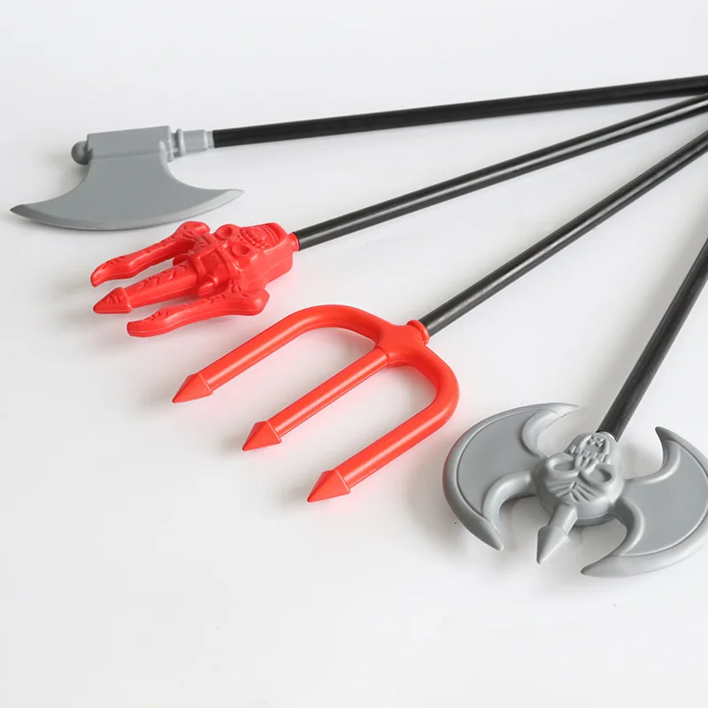 Halloween Ghost Festival Plastic Red Trident Axe Prop Weapon Equipment ...