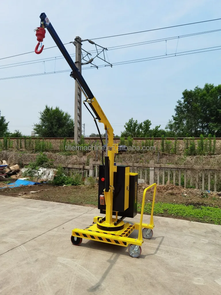 Small Full Electric Turning Crane 500kg 1.0 1.2 1.5 Tons Turn Hook Lift Remote Control Battery ...