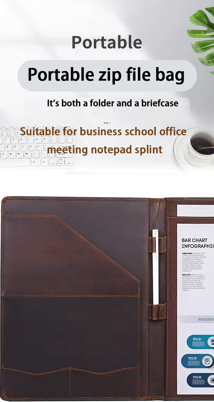Custom Leather Briefcase A4 File Folder Legal Pad Wordpad Folio Binder ...