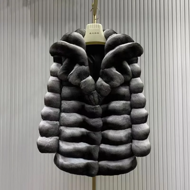 Luxury women Chinchilla fur coat warming real chinchilla fur coat ...