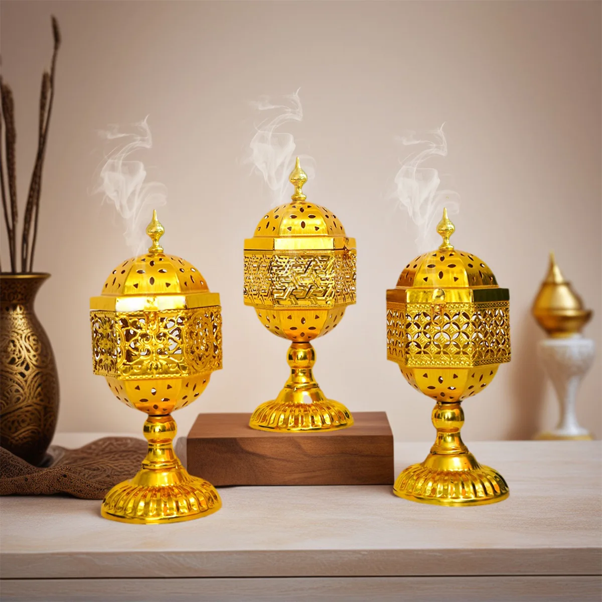 Ramadan Eid Aromatic Iron Mid-east Incense Burner Golden Islamic Home ...