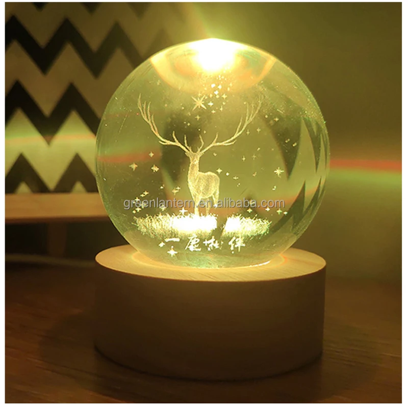 Crystal Ball Table Lamp - Modern LED Solar System Globe Light for ...