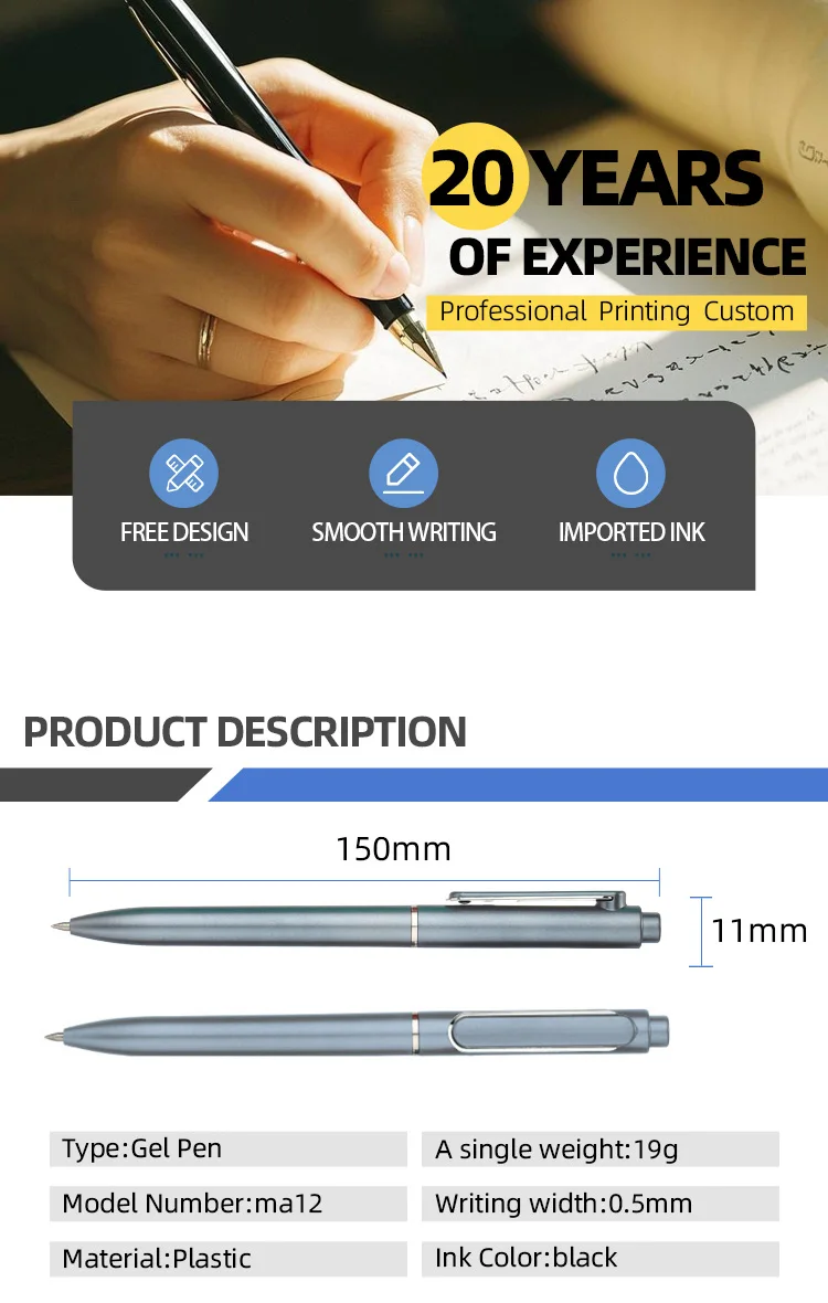 Custom LOGO Engraving Business Signature Pen 0.5mm Writing Plastic for ...