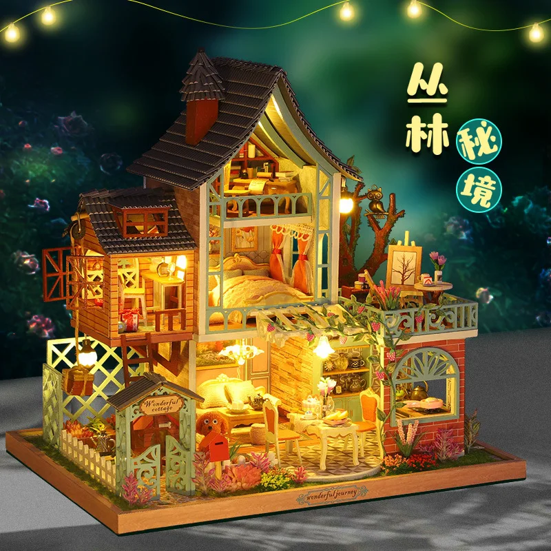 Jungle Resort Two-floor Tree Villa Miniature Home Decor Educational Diy ...