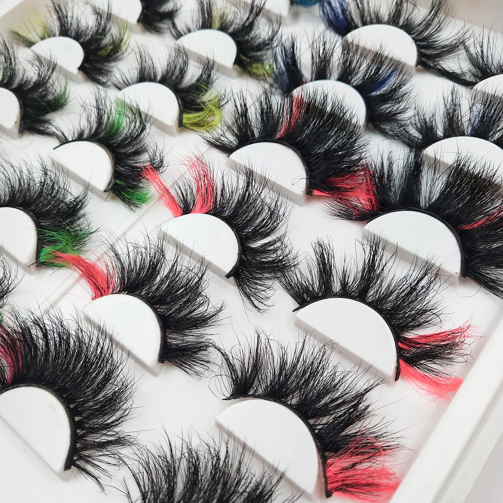 25 Mm Colorful Strip Mink Lash 2022 Private Label Real Mink Fur 3d ...