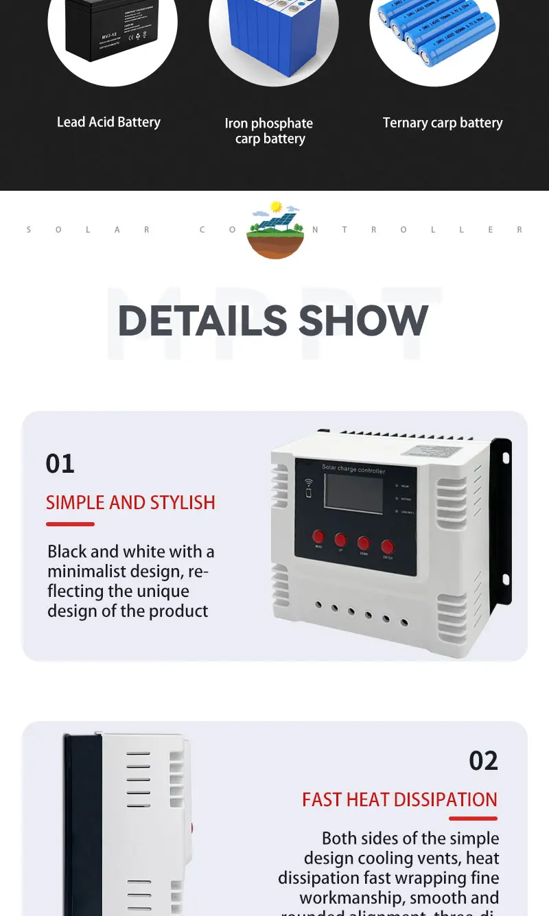 12v 24v/48v Automatic Battery Regulators Charger 10a-60a