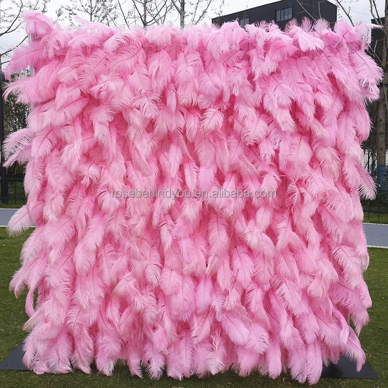 New White Feather Wall Backdrop Wedding Wall Artificial Flowers Panel ...