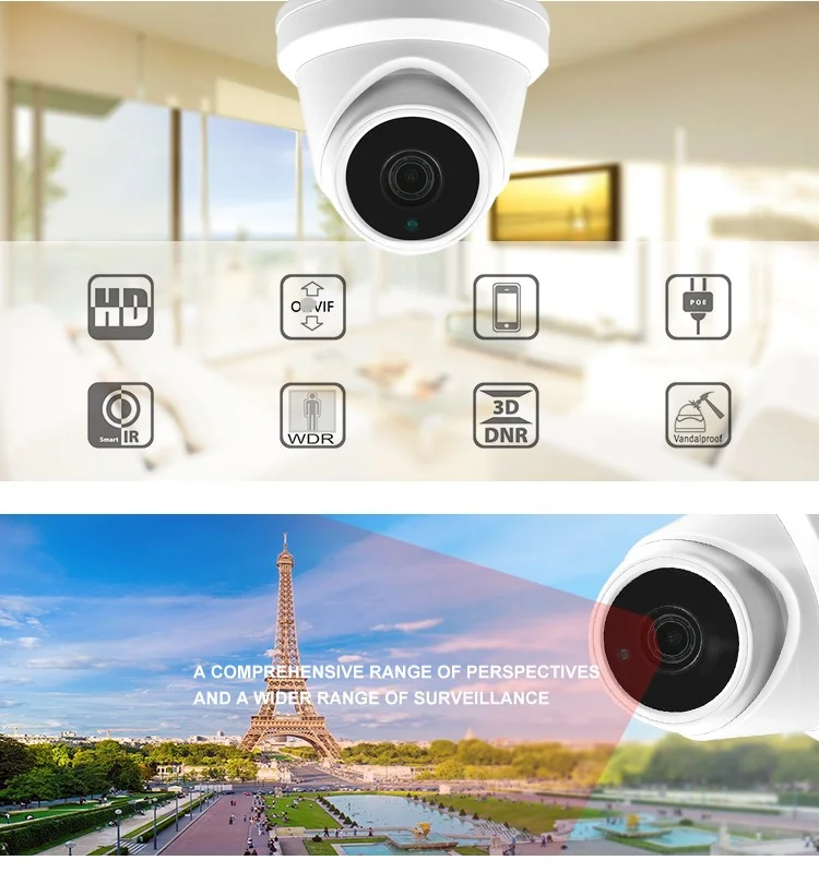 8CH 4K 8MP POE Turret IP Camera CCTV Kits Built in Audio IP66 ...