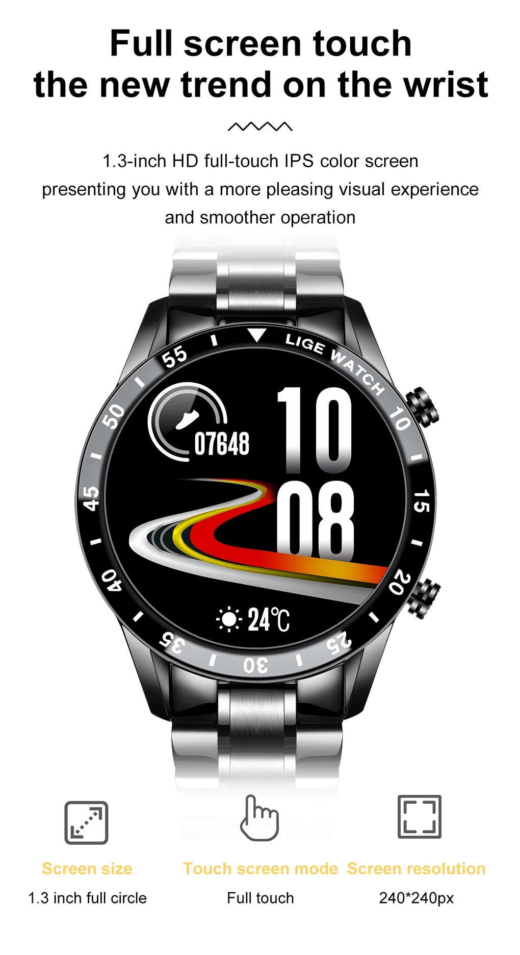 LIGE Smart Watch - Sports Fitness Watch with Full Touch Screen