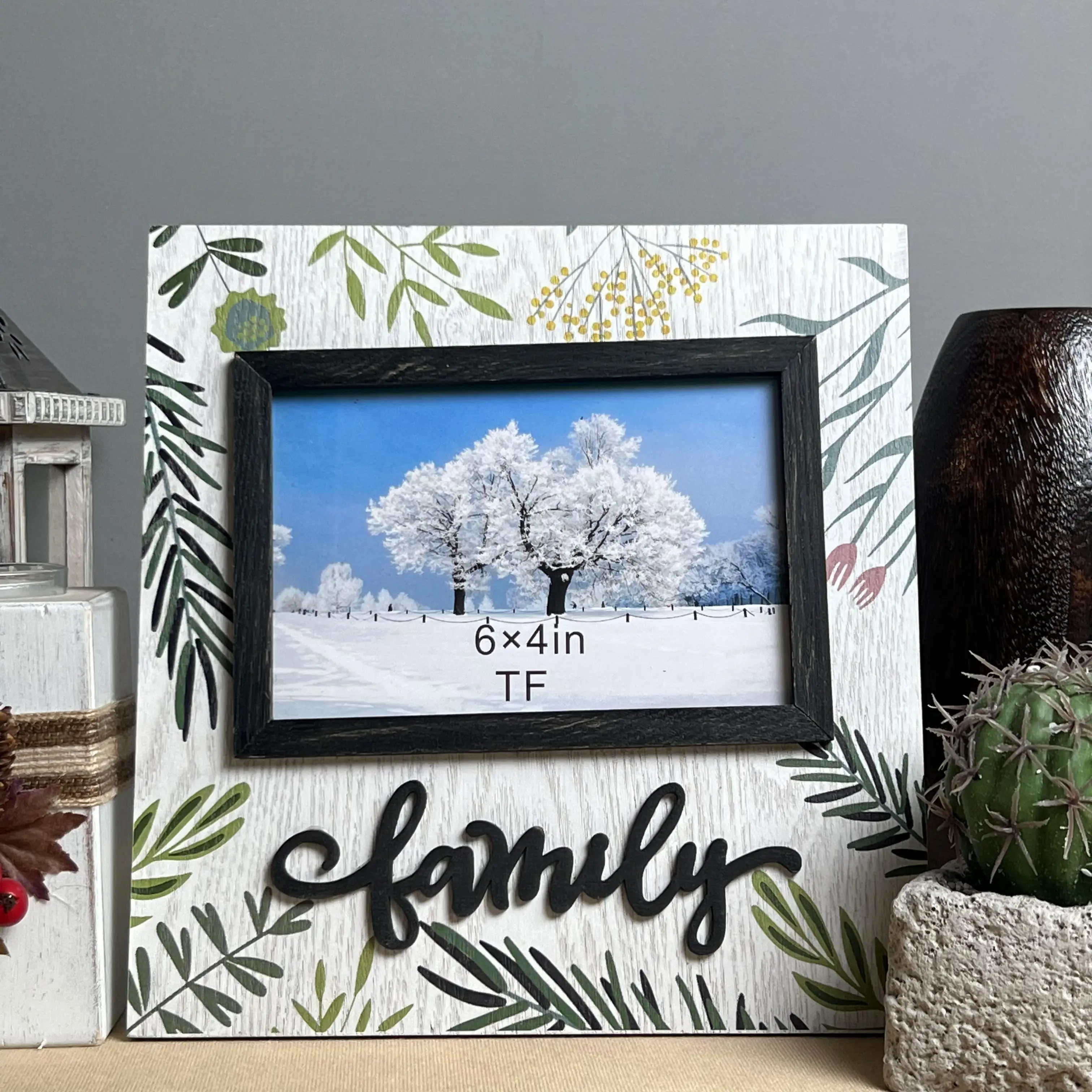 Customized Wooden Digital Photo Frame Family Trapezoidal Photo Frame ...