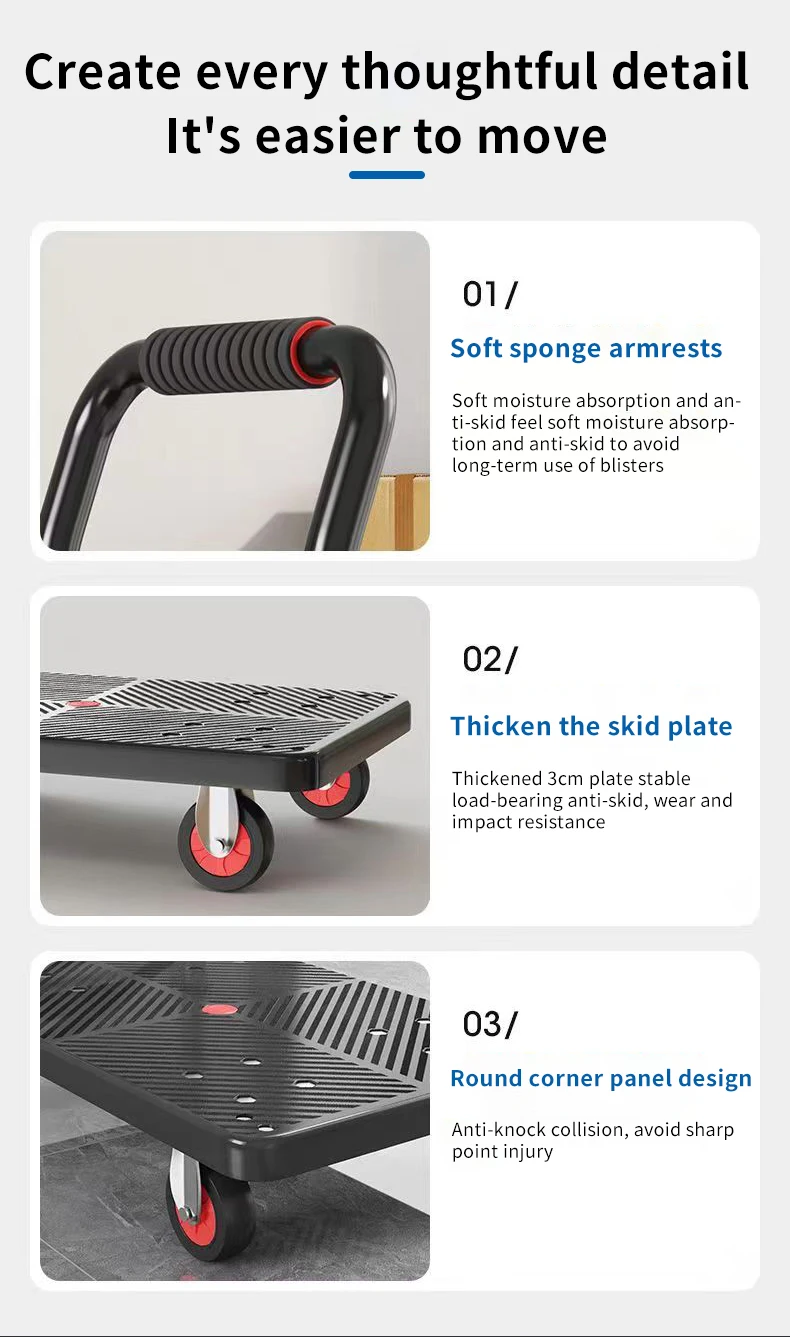 150kg 300kg Load Industrial Plastic Heavy Duty Foldable Platform Hand ...