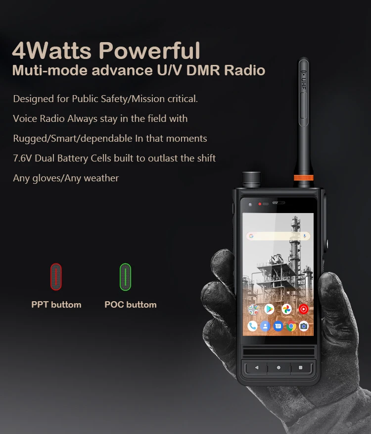 Walkie Talkie Mobile Phone with SIM Card - 4G UHF Android Device, Long ...