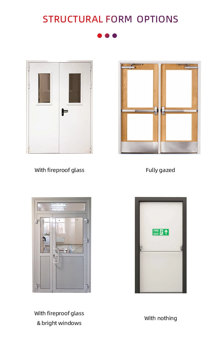 Usa Commercial Residential Fire Exit Door Hot Sale Fire Rated Glass Door 2 Hours Metal Fire Door ...