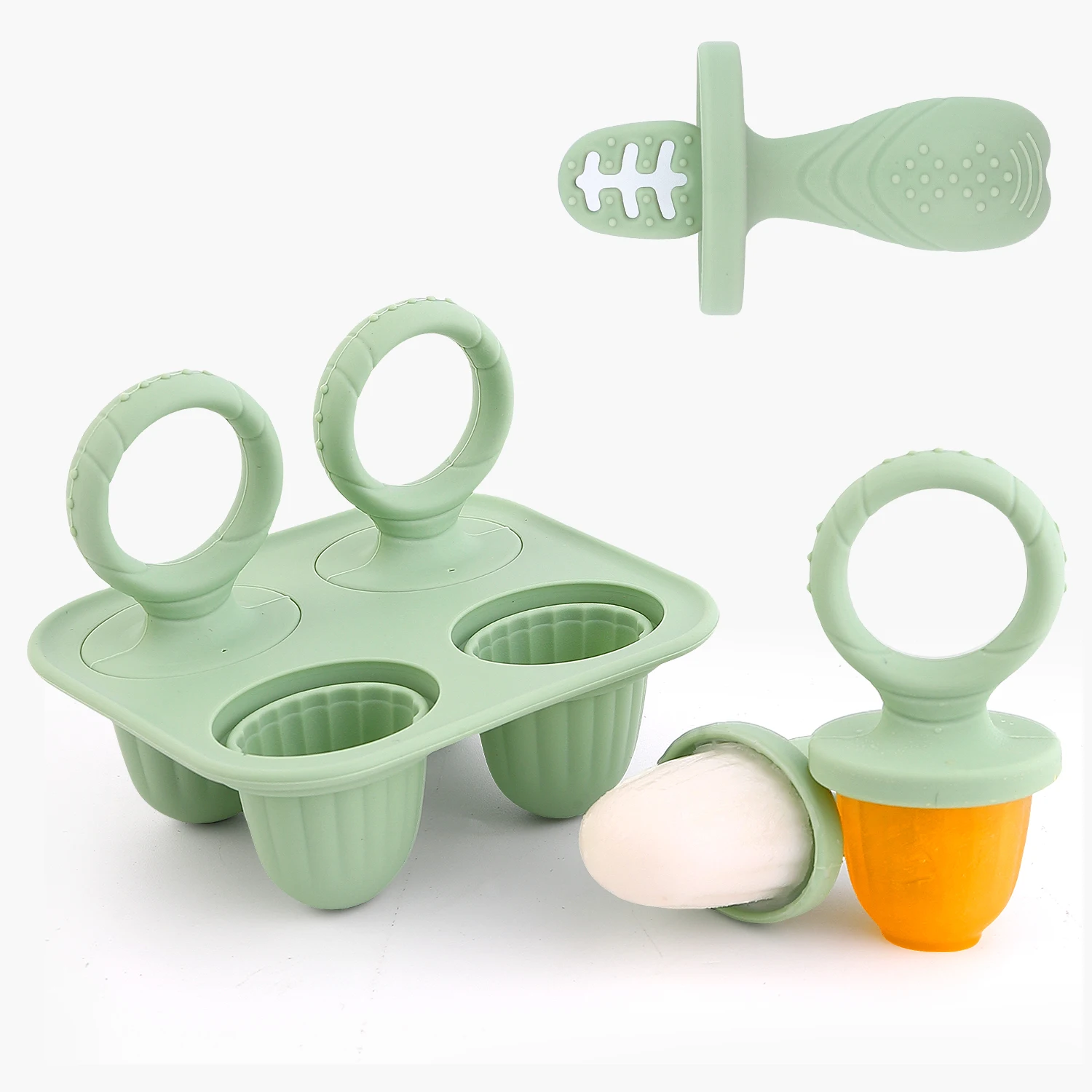 Alibaba.com: Silicone ice tray mold with lid, teether training spoon ...