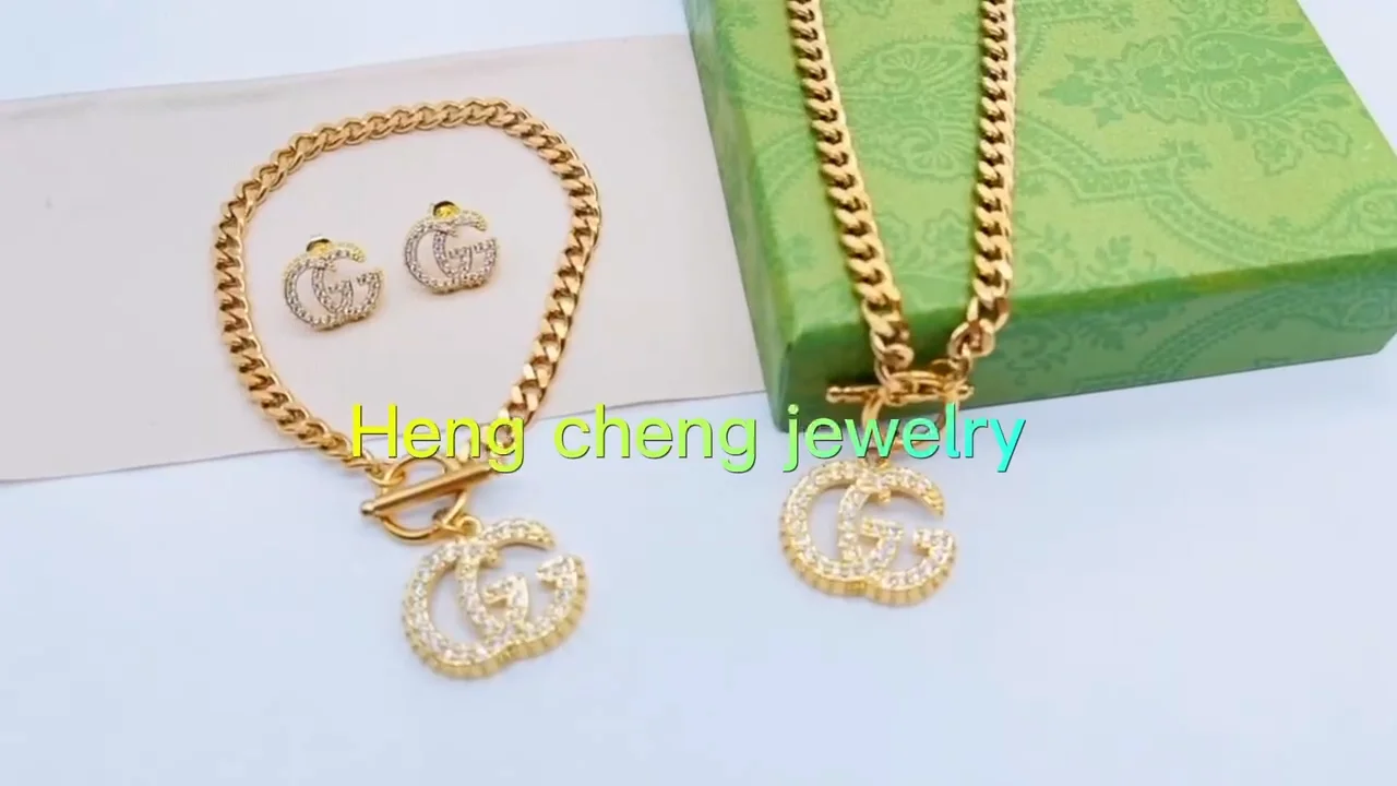 Hc Men's 18k Gold Plated Necklace Earrings Famous Brand Jewelry Set 316 ...